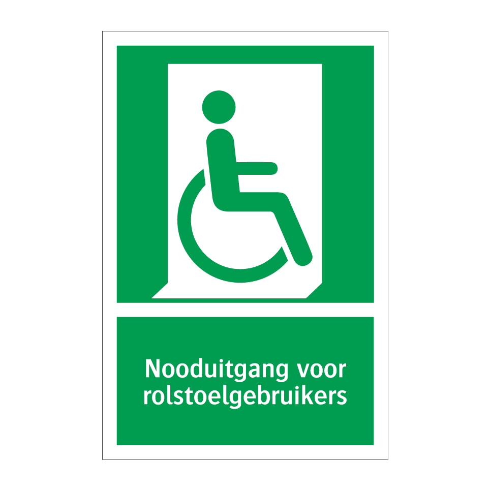Koop Nooduitgang voor rolstoelgebruikers bord | SignOnline | NL-E1057