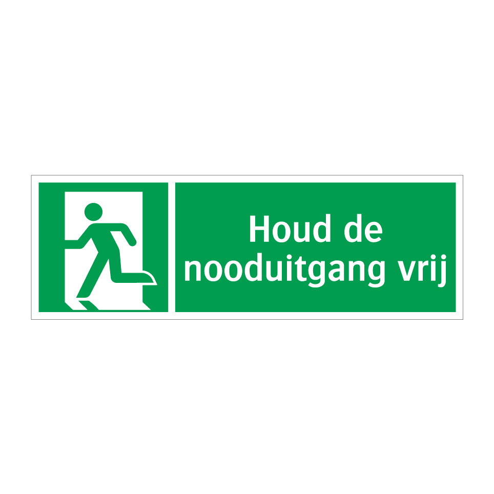 Koop Houd de nooduitgang vrij bord | SignOnline | NL-E1333