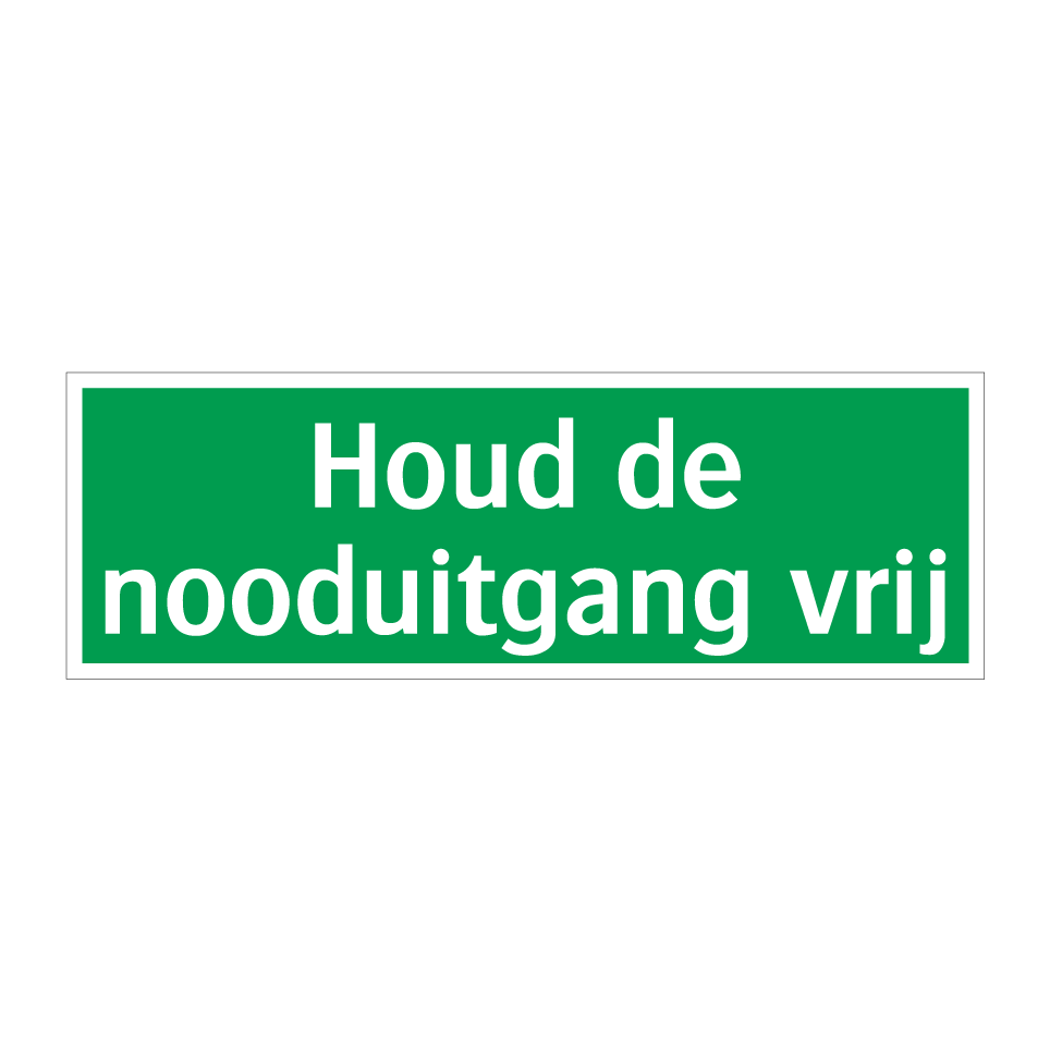 Koop Houd de nooduitgang vrij bord | SignOnline | NL-E161