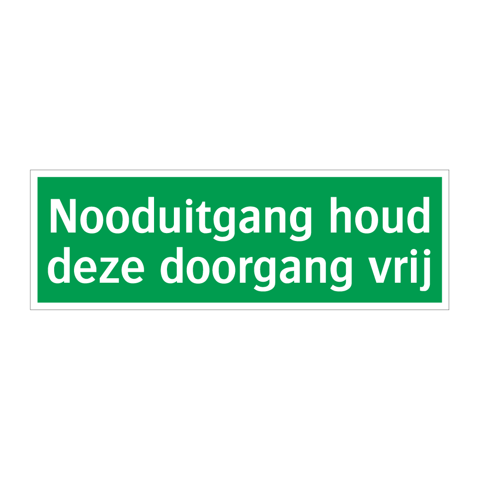 Koop Nooduitgang houd deze doorgang vrij bord | SignOnline | NL-E249