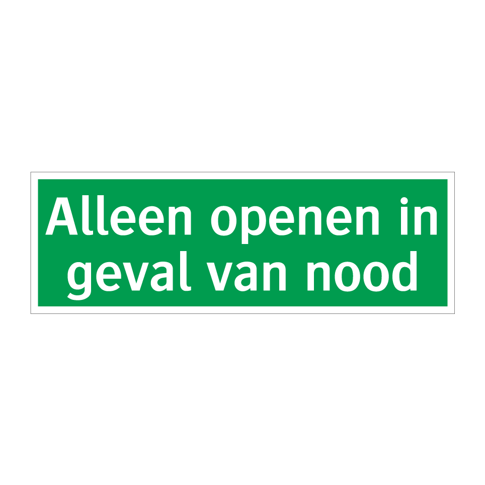 Koop Alleen openen in geval van nood bord | SignOnline | NL-E26
