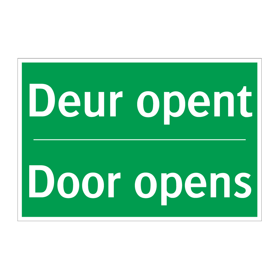 Koop Deur opent - Door opens bord | SignOnline | NL-E478