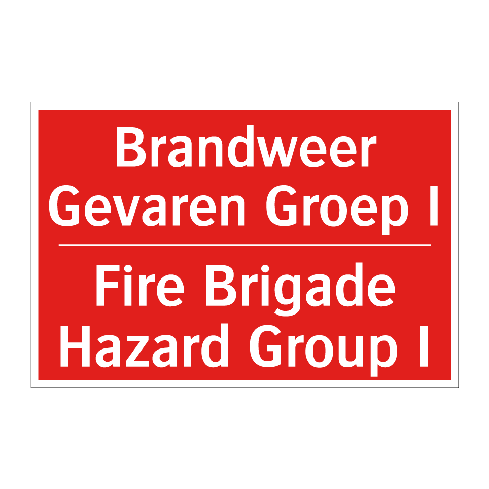 Koop Brandweer Gevaren Groep I - Fire Brigade Hazard Group I bord ...