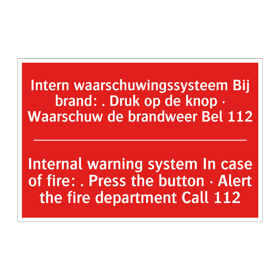 Koop Intern waarschuwingssysteem Bij brand: . /.../ - Internal warning ...