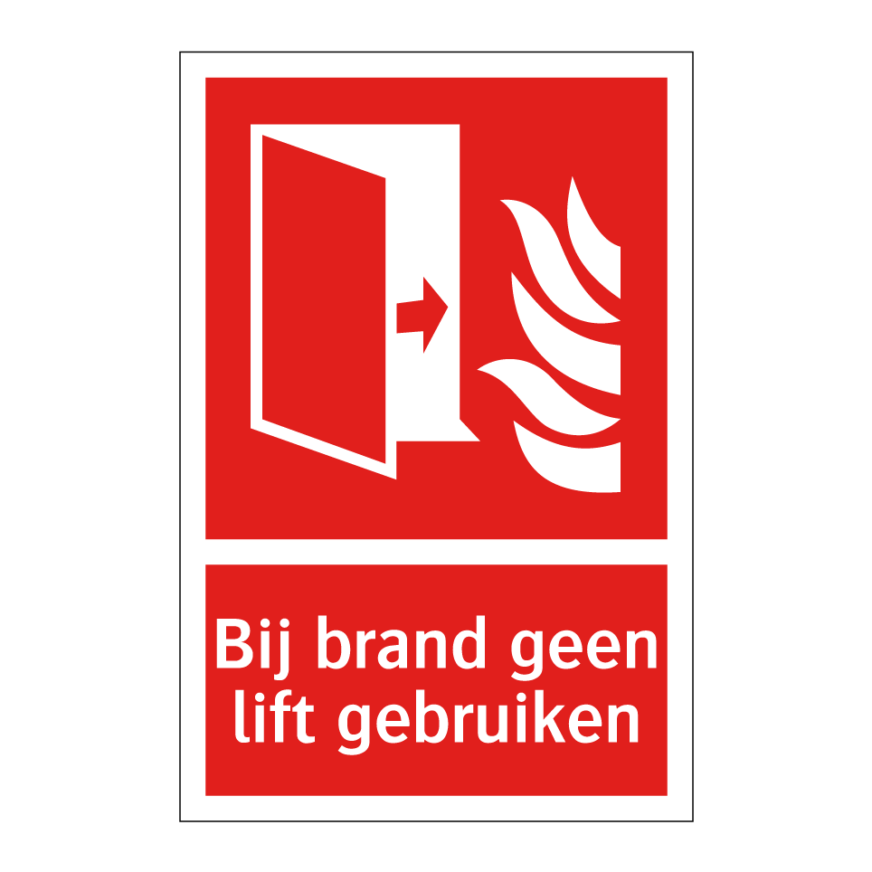 Koop Bij brand geen lift gebruiken bord | SignOnline | NL-F1530