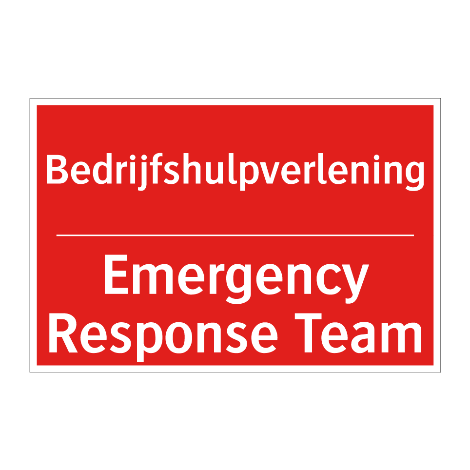 Koop Bedrijfshulpverlening - Emergency Response Team bord | SignOnline ...