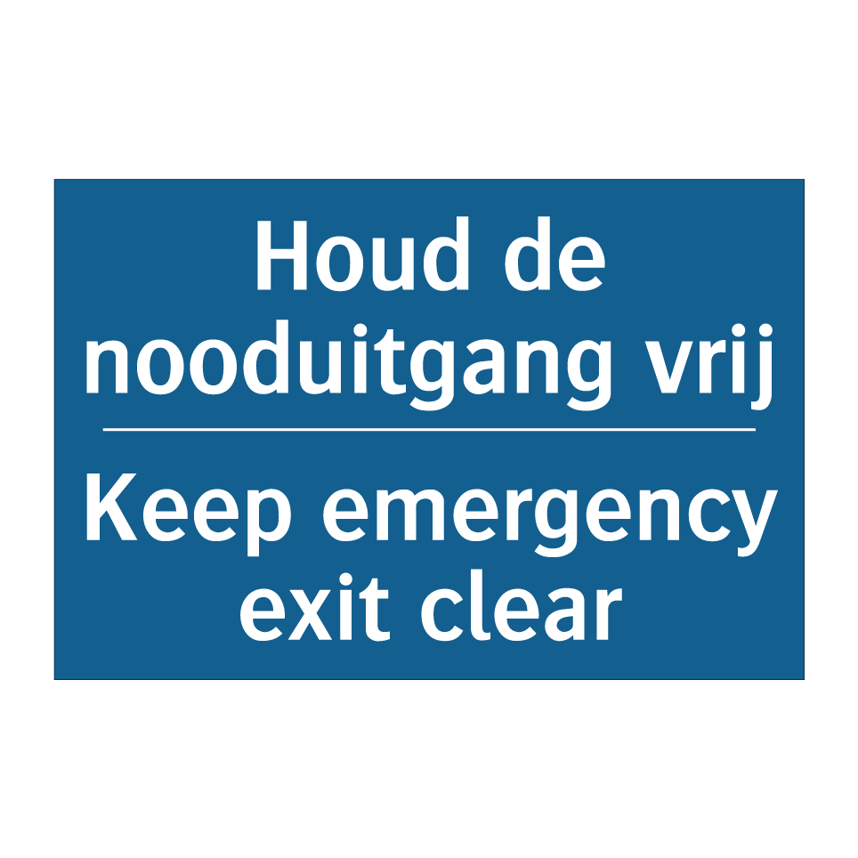 Koop Houd de nooduitgang vrij - Keep emergency exit clear bord ...