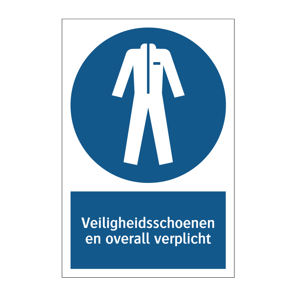 Koop Veiligheidsschoenen en overall verplicht bord | SignOnline | NL-M2874