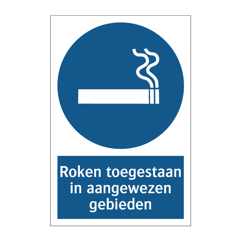 Koop Roken toegestaan in aangewezen gebieden bord | SignOnline | NL-M2997