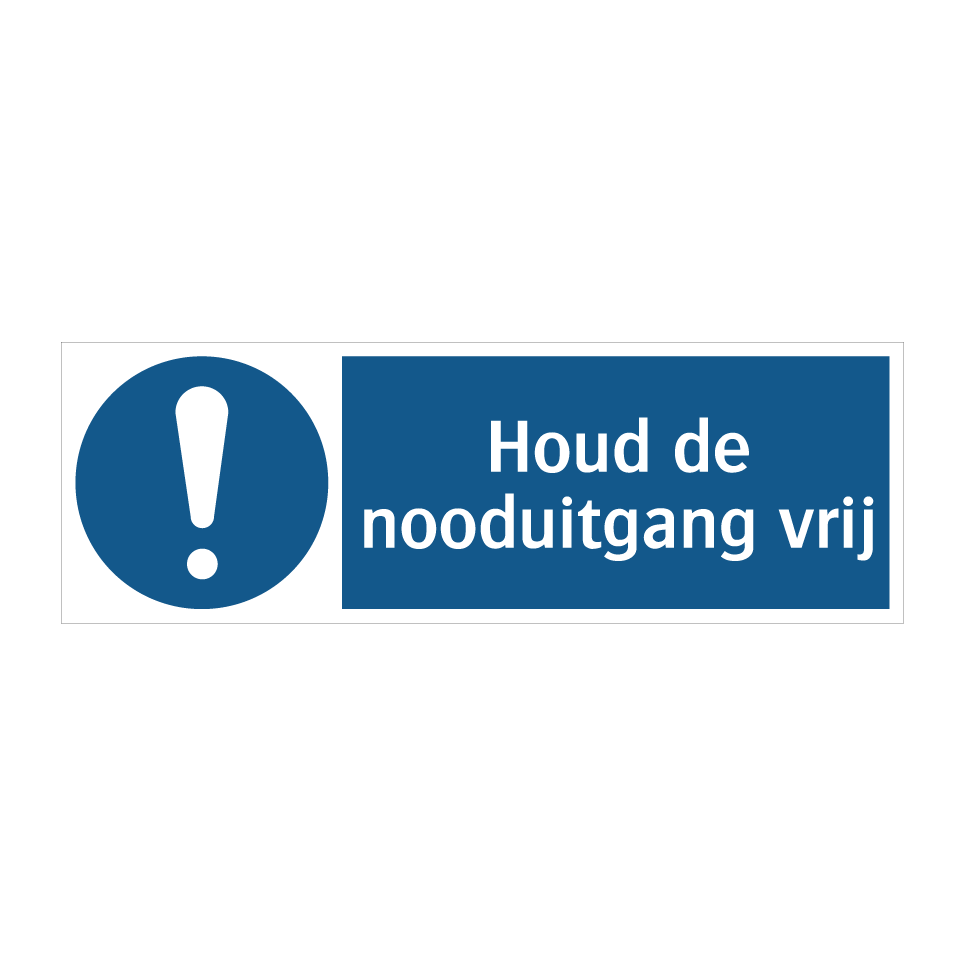Koop Houd de nooduitgang vrij bord | SignOnline | NL-M3896