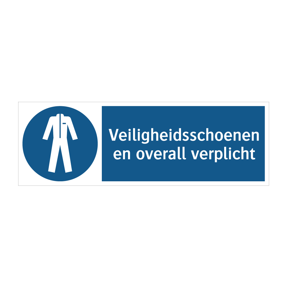 Koop Veiligheidsschoenen en overall verplicht bord | SignOnline | NL-M3964