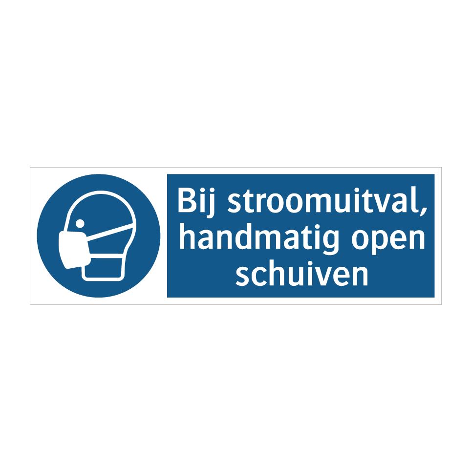 Koop Bij stroomuitval, handmatig open schuiven bord | SignOnline | NL-M4006