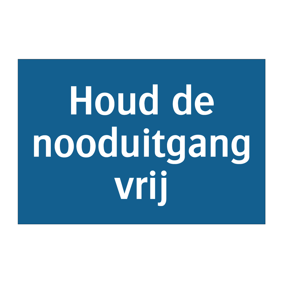 Koop Houd de nooduitgang vrij bord | SignOnline | NL-M559