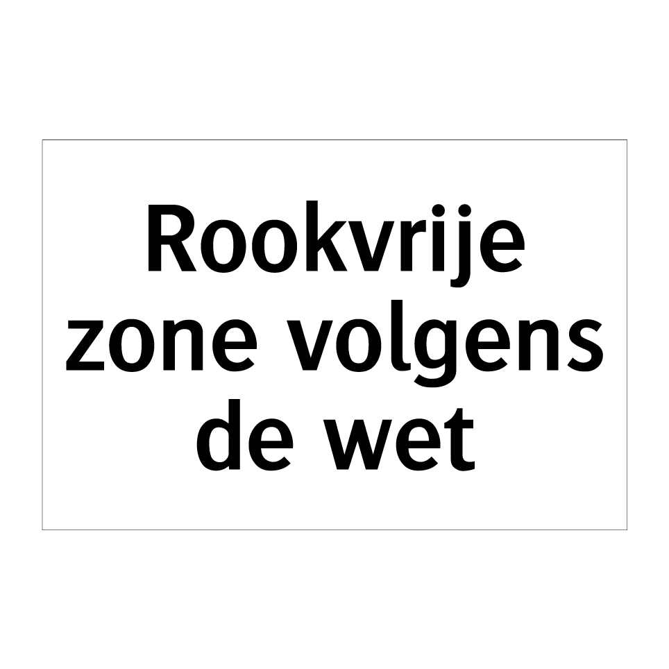 Koop Rookvrije zone volgens de wet bord | SignOnline | NL-P1215