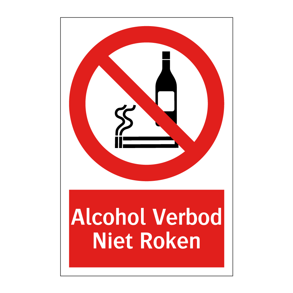 Koop Alcohol Verbod Niet Roken bord | SignOnline | NL-P3198