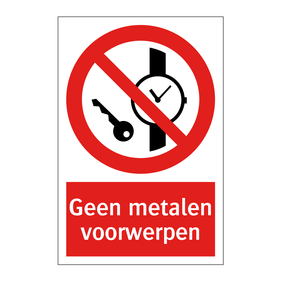 Koop Geen metalen voorwerpen bord | SignOnline | NL-P3535