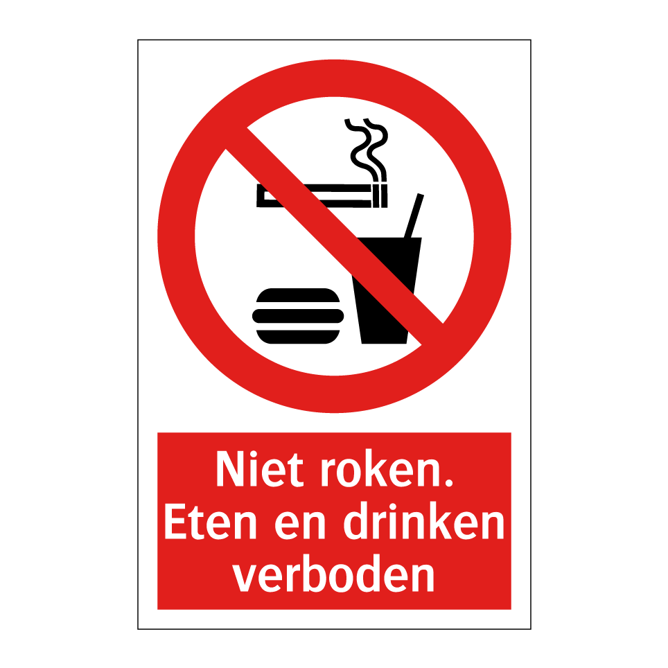 Koop Niet roken. Eten en drinken verboden bord | SignOnline | NL-P4100