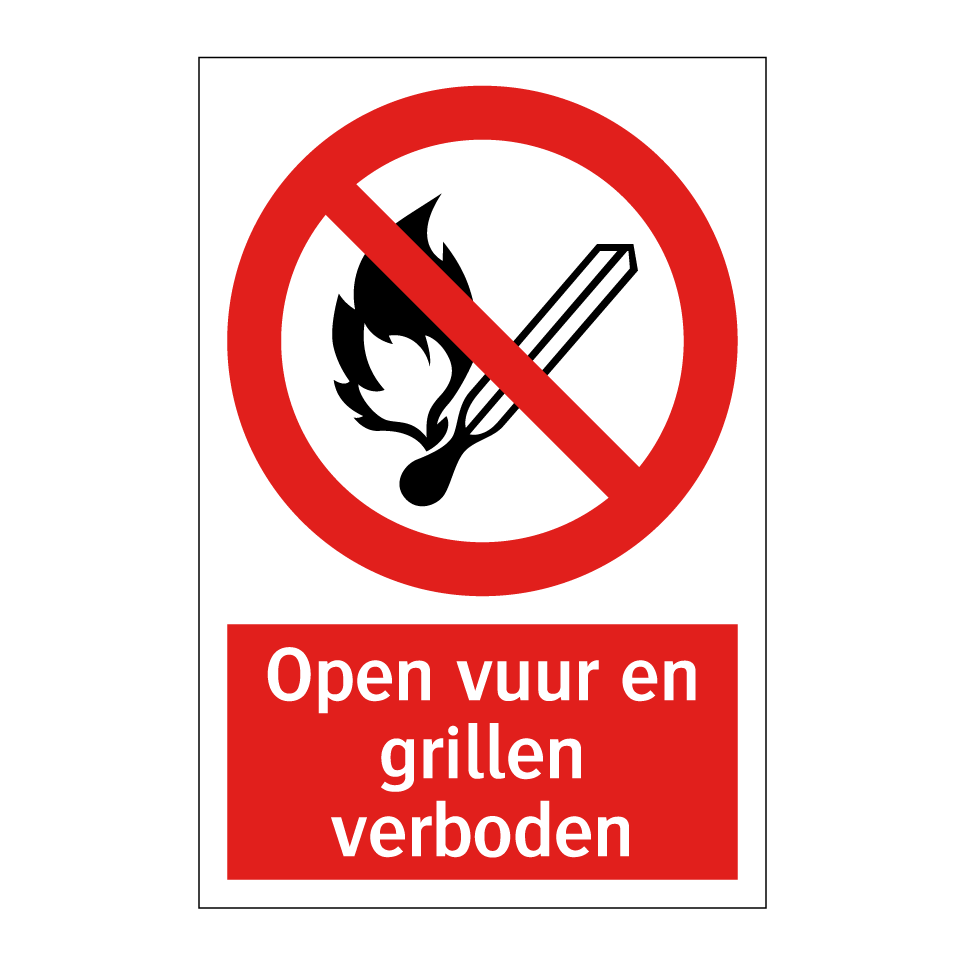 Koop Open vuur en grillen verboden bord | SignOnline | NL-P4184