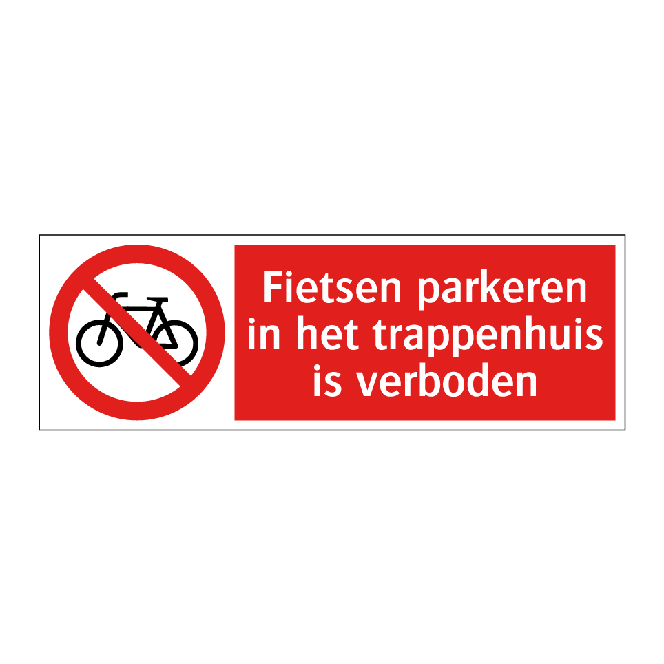 Koop Fietsen parkeren in het trappenhuis is verboden bord | SignOnline ...