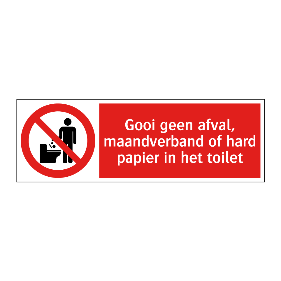 Koop Gooi geen afval, maandverband of hard papier in het toilet bord ...