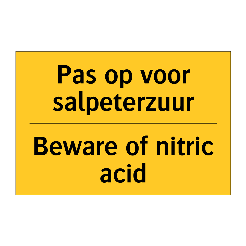 Koop Pas op voor salpeterzuur - Beware of nitric acid bord | SignOnline ...