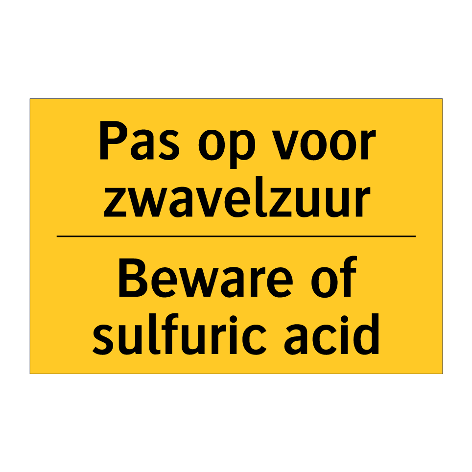 Koop Pas op voor zwavelzuur - Beware of sulfuric acid bord | SignOnline ...