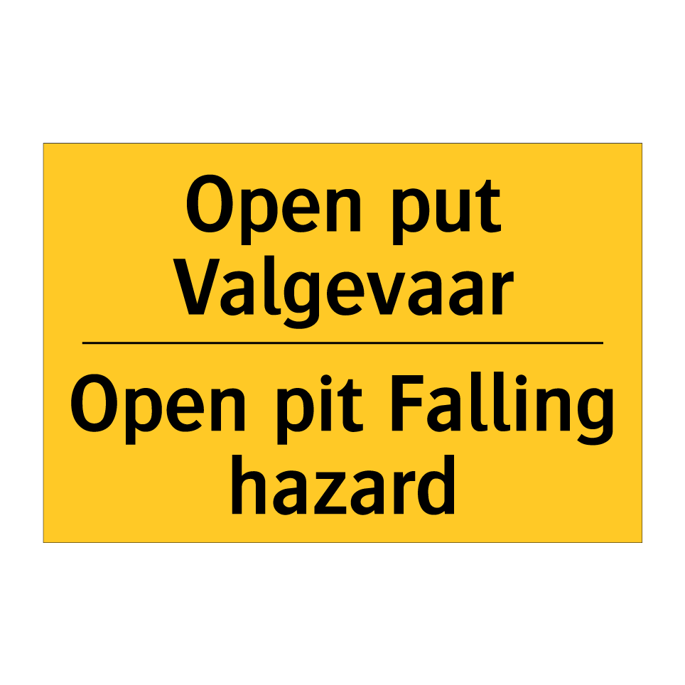 Koop Open put Valgevaar - Open pit Falling hazard bord | SignOnline ...