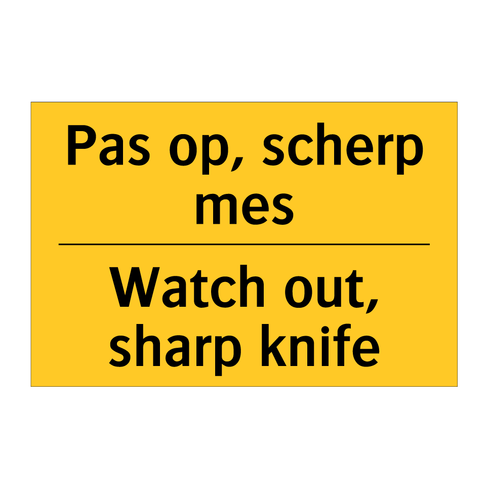 Koop Pas op, scherp mes - Watch out, sharp knife bord | SignOnline | NL ...