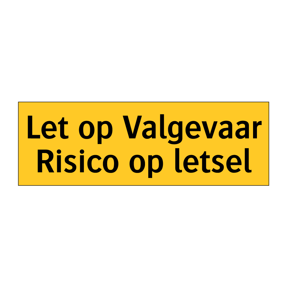 Koop Let op Valgevaar Risico op letsel bord | SignOnline | NL-W483