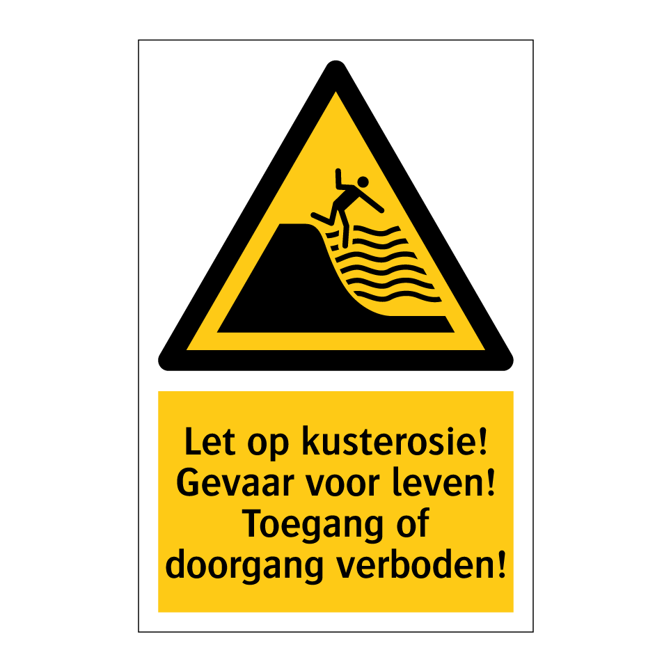 Koop Let op kusterosie! Gevaar voor leven! Toegang of doorgang verboden ...