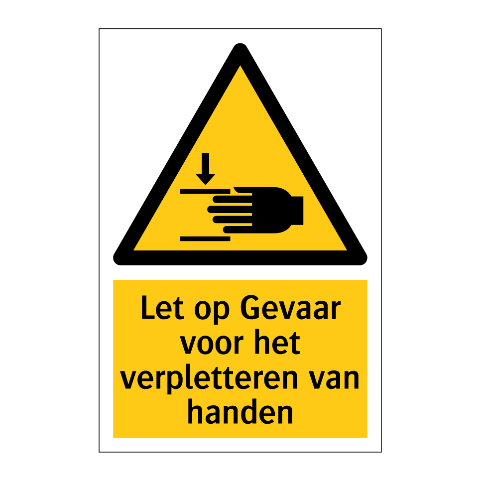 Koop Let op Gevaar voor het verpletteren van handen bord | SignOnline ...
