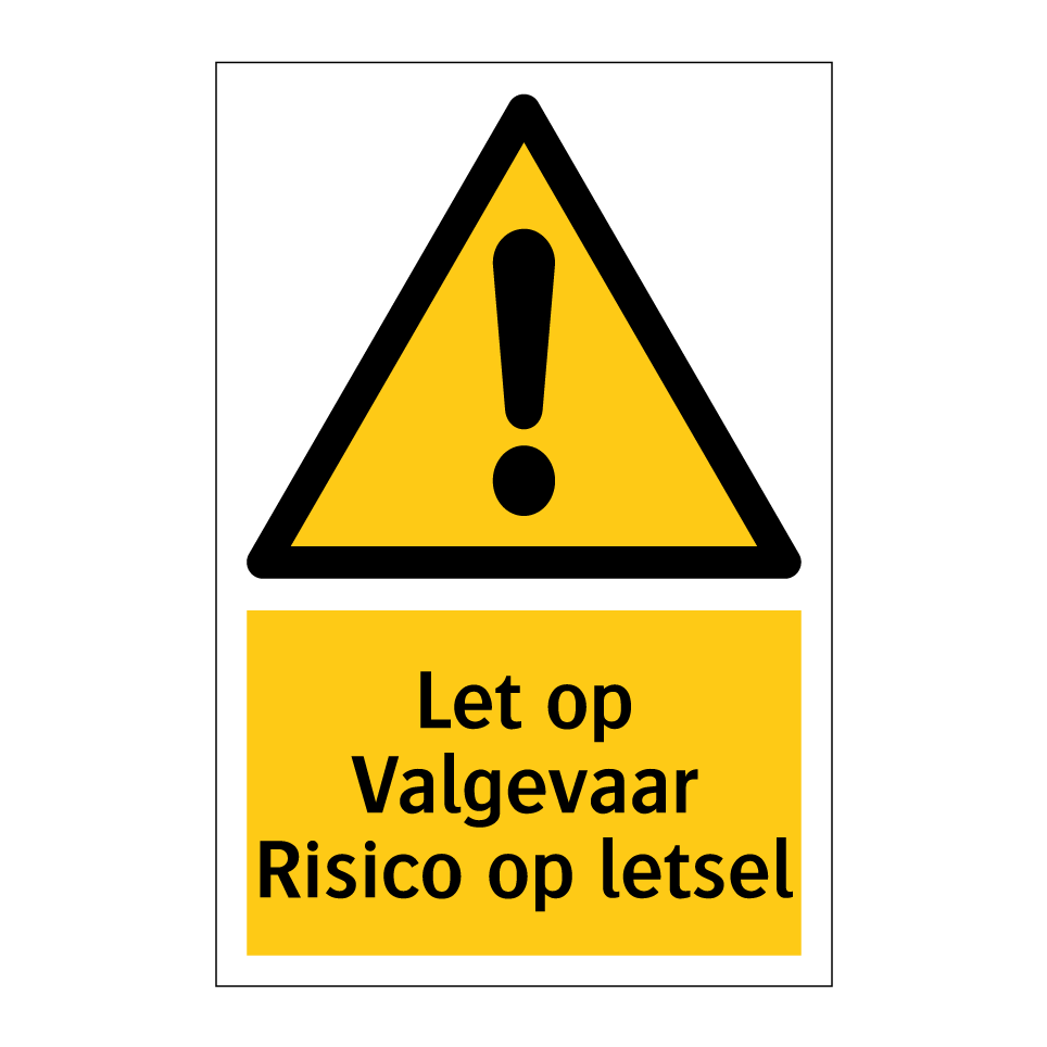Koop Let op Valgevaar Risico op letsel bord | SignOnline | NL-W5109