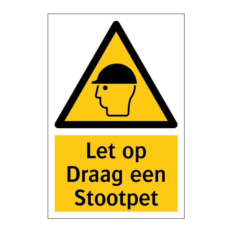 Koop Let op Draag een Stootpet bord | SignOnline | NL-W5133
