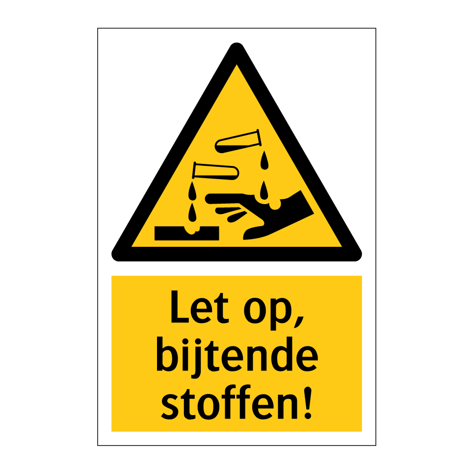 Koop Let op, bijtende stoffen! bord | SignOnline | NL-W5165