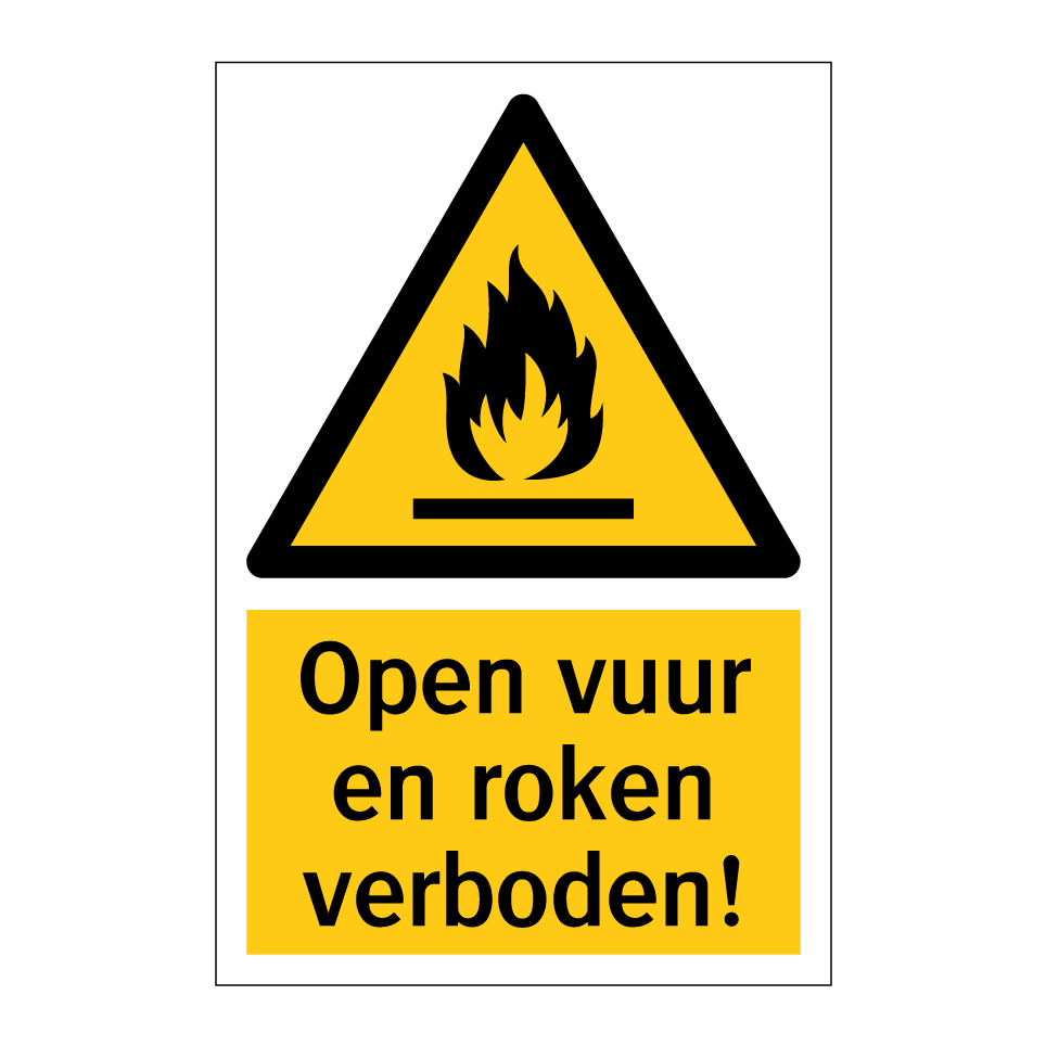 Koop Open vuur en roken verboden! bord | SignOnline | NL-W6102
