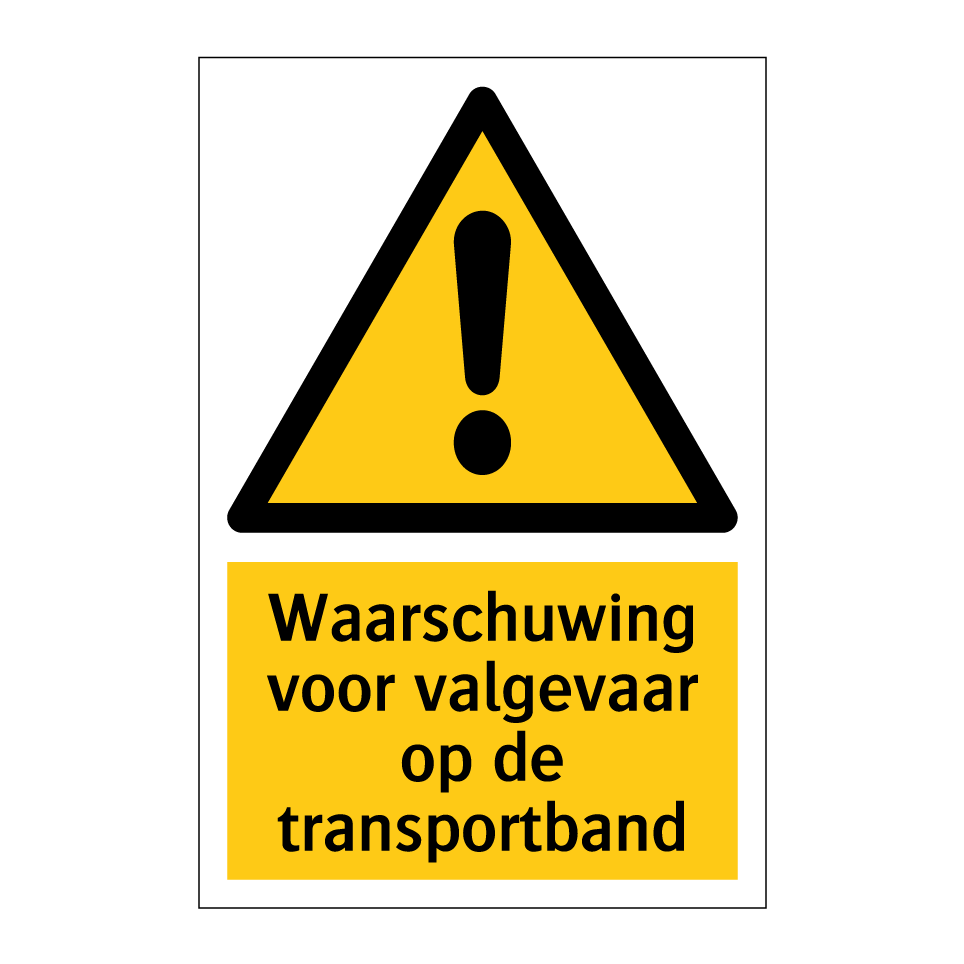 Koop Waarschuwing voor valgevaar op de transportband bord | SignOnline ...