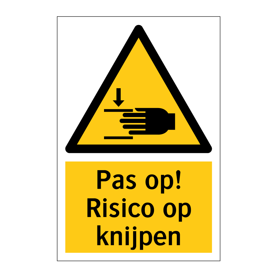 Koop Pas op! Risico op knijpen bord | SignOnline | NL-W6830