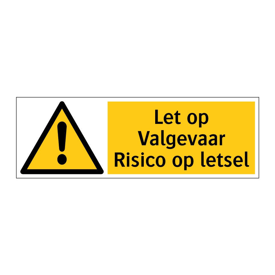 Koop Let op Valgevaar Risico op letsel bord | SignOnline | NL-W7352