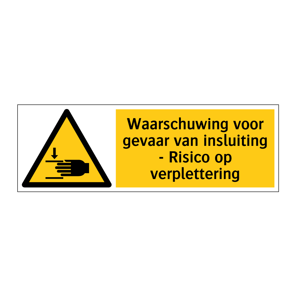 Koop Waarschuwing voor gevaar van insluiting - Risico op verplettering ...